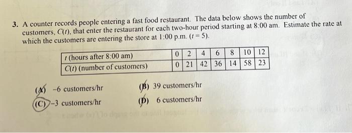 Solved 3. A counter records people entering a fast food | Chegg.com