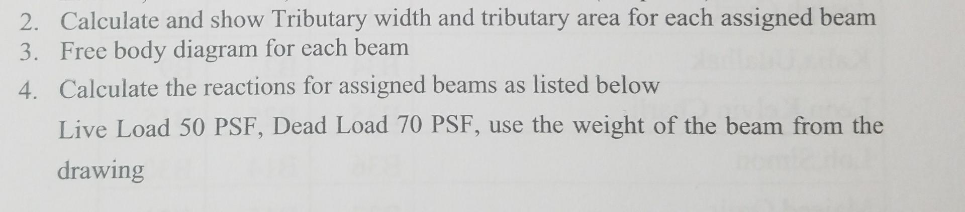 2. Calculate and show Tributary width and tributary | Chegg.com