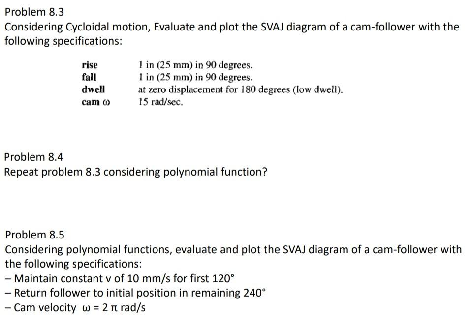 Solved Considering Cycloidal motion, Evaluate and plot the | Chegg.com