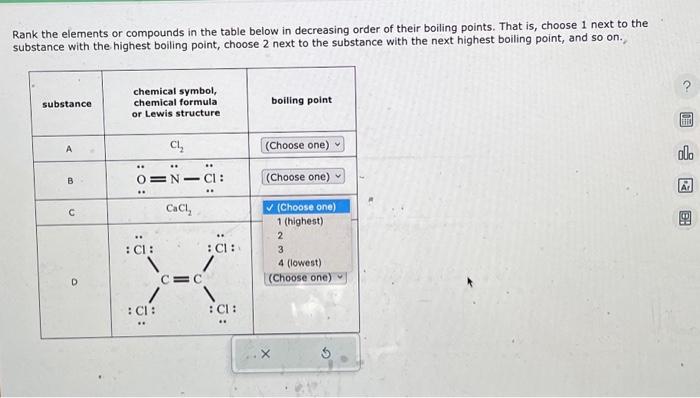 Solved Rank the elements or compounds in the table below in | Chegg.com