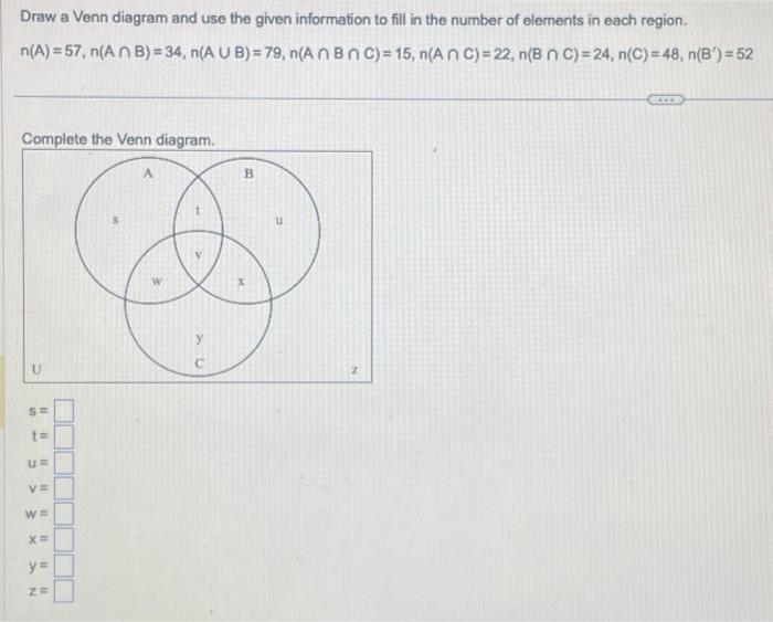 Solved Draw a Venn diagram and use the given information to | Chegg.com