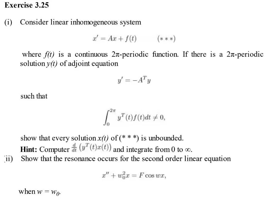 Solved Exercise 3.25(i) ﻿Consider linear inhomogeneous | Chegg.com