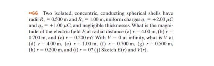 Solved -66 Two isolated, concentric, conducting spherical | Chegg.com