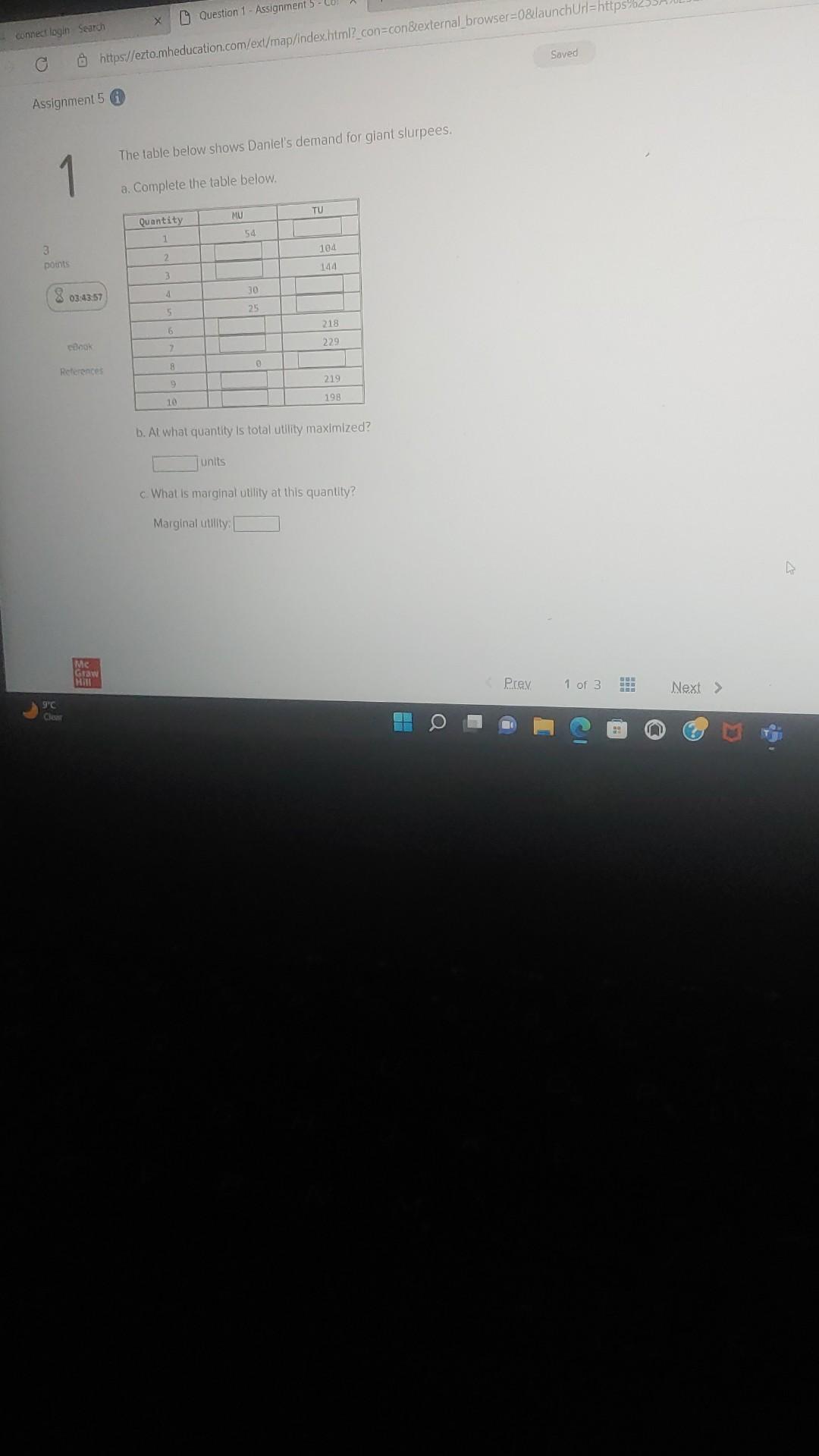 Solved The table below shows Dantel's demand for giant | Chegg.com
