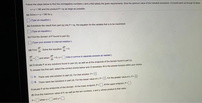 Solved Follow the steps below to find the nonnegative | Chegg.com
