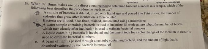 Solved 19. When Dr. Burns makes use of a direct count method | Chegg.com