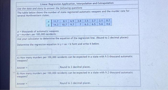 Solved Linear Regression Application, Interpolation and | Chegg.com