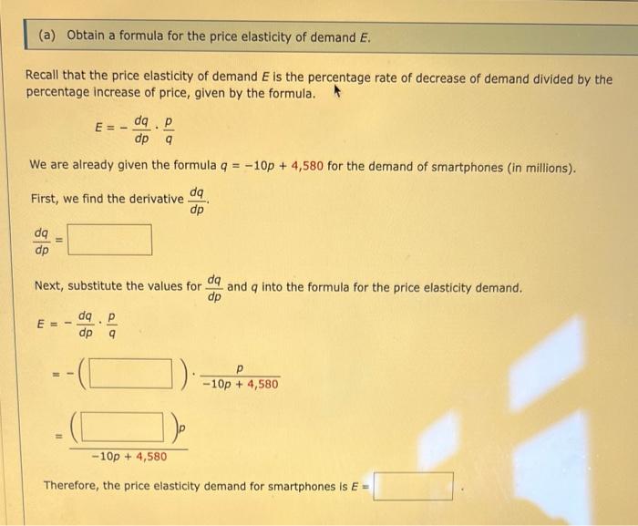 Solved (a) Obtain a formula for the price elasticity of | Chegg.com