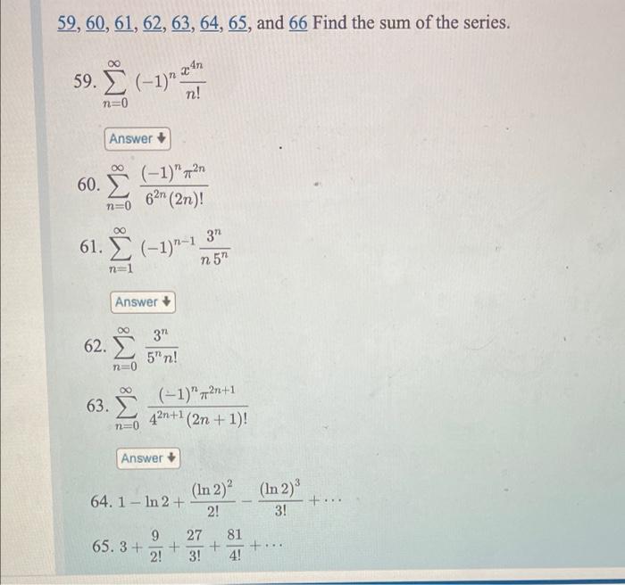 Solved 59, 60, 61, 62, 63, 64, 65, and 66 Find the sum of | Chegg.com