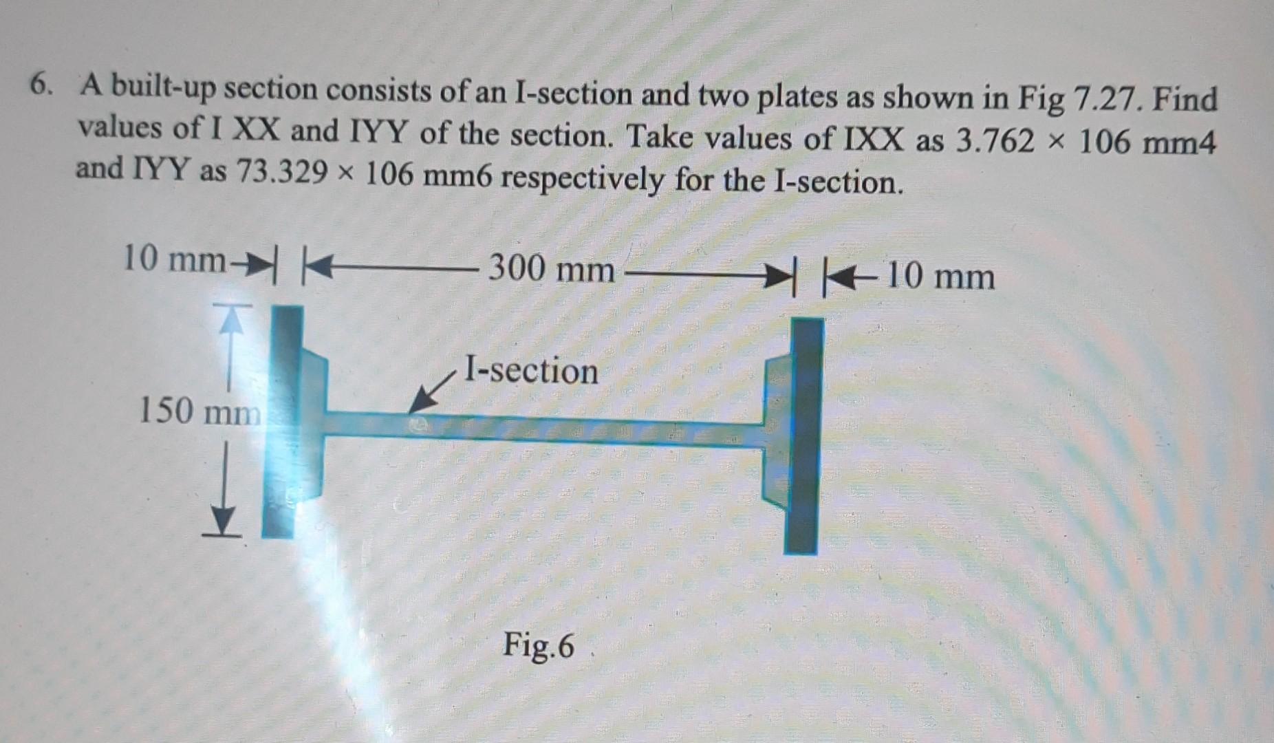 Solved 6. A built-up section consists of an I-section and | Chegg.com