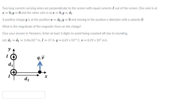Solved Two long current-carrying wires are perpendicular to | Chegg.com