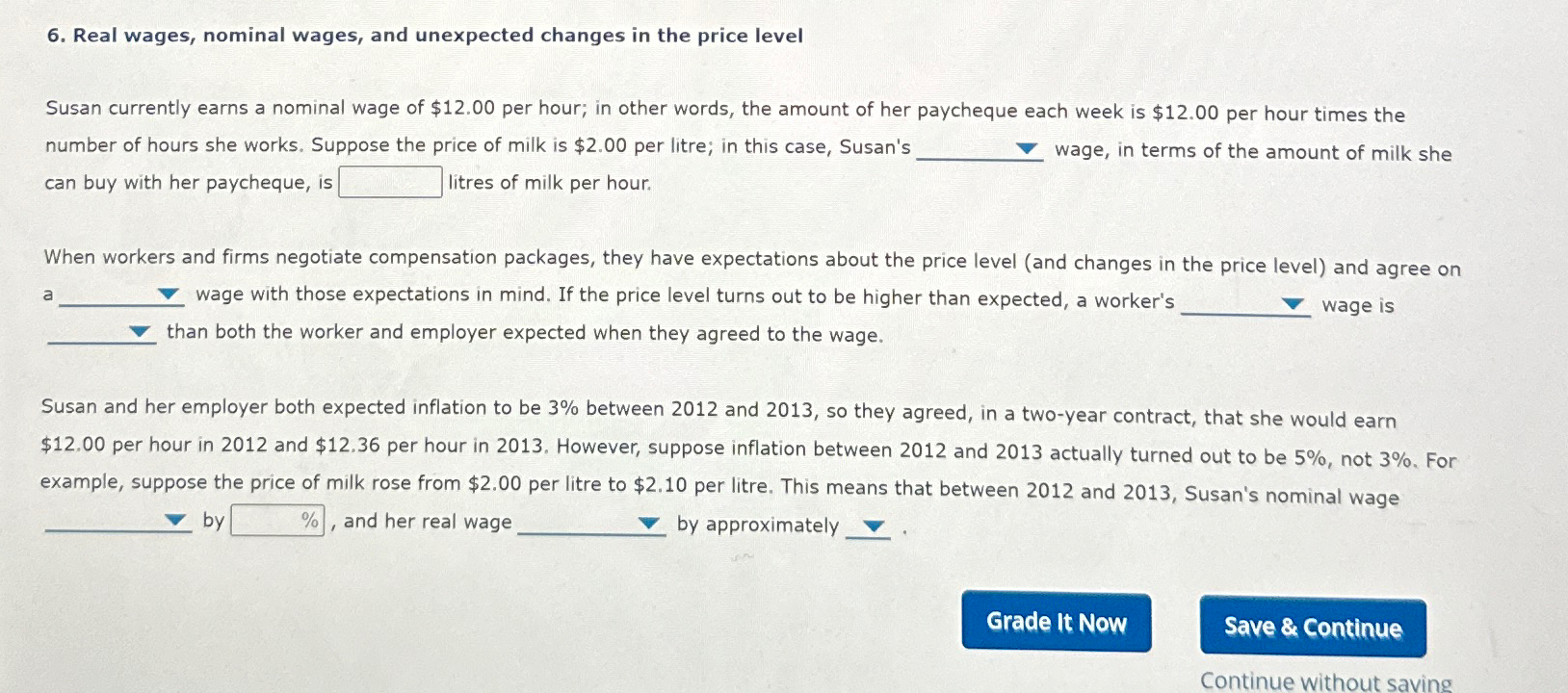 Solved Real wages, nominal wages, and unexpected changes in | Chegg.com