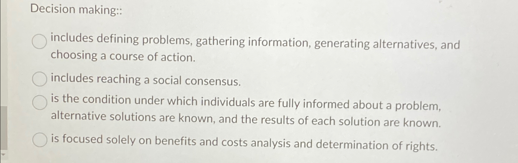Solved Decision making::includes defining problems, | Chegg.com