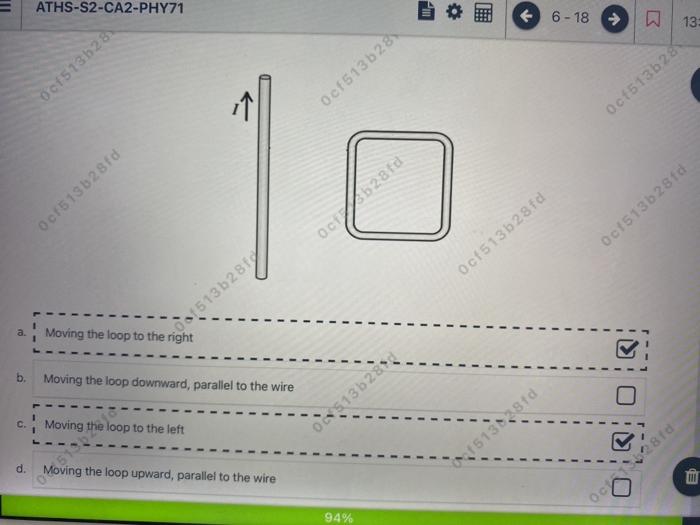 Solved 28 82 A loop of wire is placed near a very long wire | Chegg.com