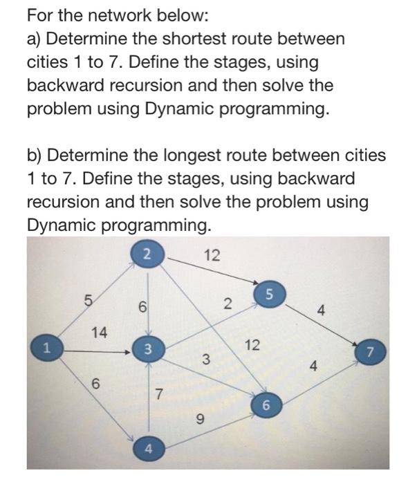 Solved For the network below: a) Determine the shortest | Chegg.com