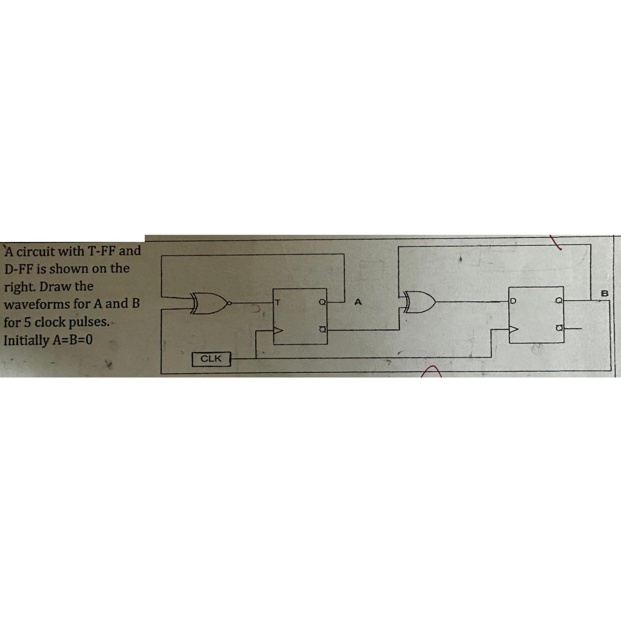 Solved A circuit with T-FF and D-FF is shown on the right. | Chegg.com
