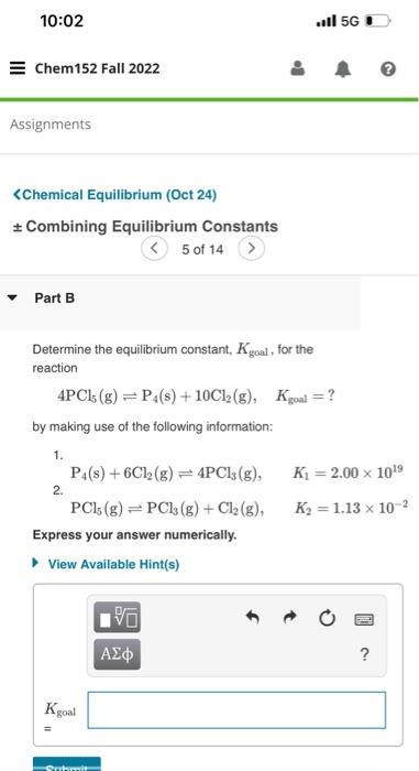 Solved It is possible to predict the equilibrium constant of | Chegg.com