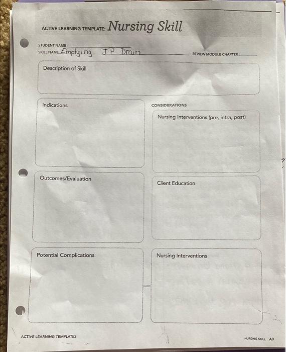 Solved ACTIVE LEARNING TEMPLATE: Nursing Skill STUDENT NAME | Chegg.com
