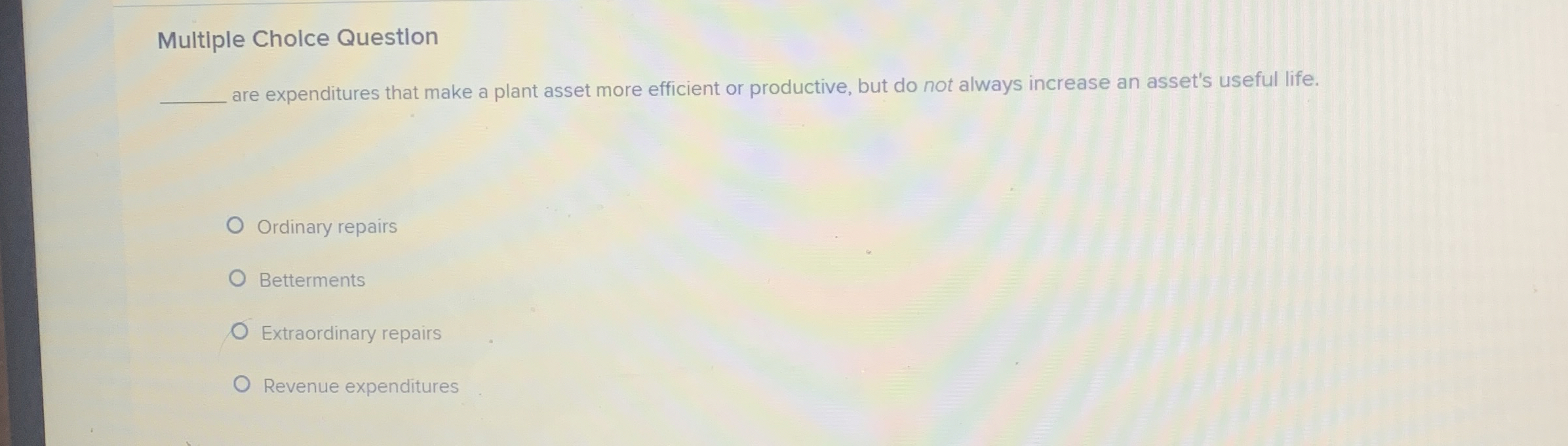 Solved Multiple Cholce Questionq, ﻿are expenditures that | Chegg.com