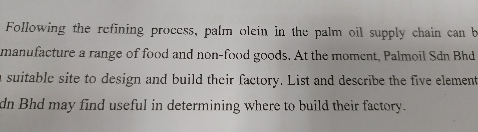 Solved Following the refining process, palm olein in the | Chegg.com