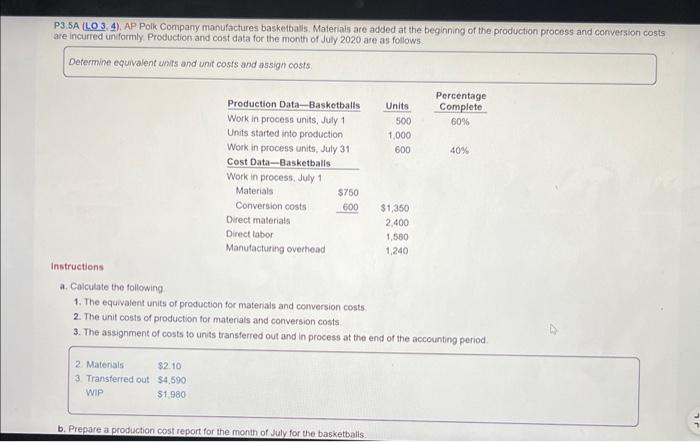Solved P3.5A (LO 3. 4). AP Polk Company manufactures | Chegg.com