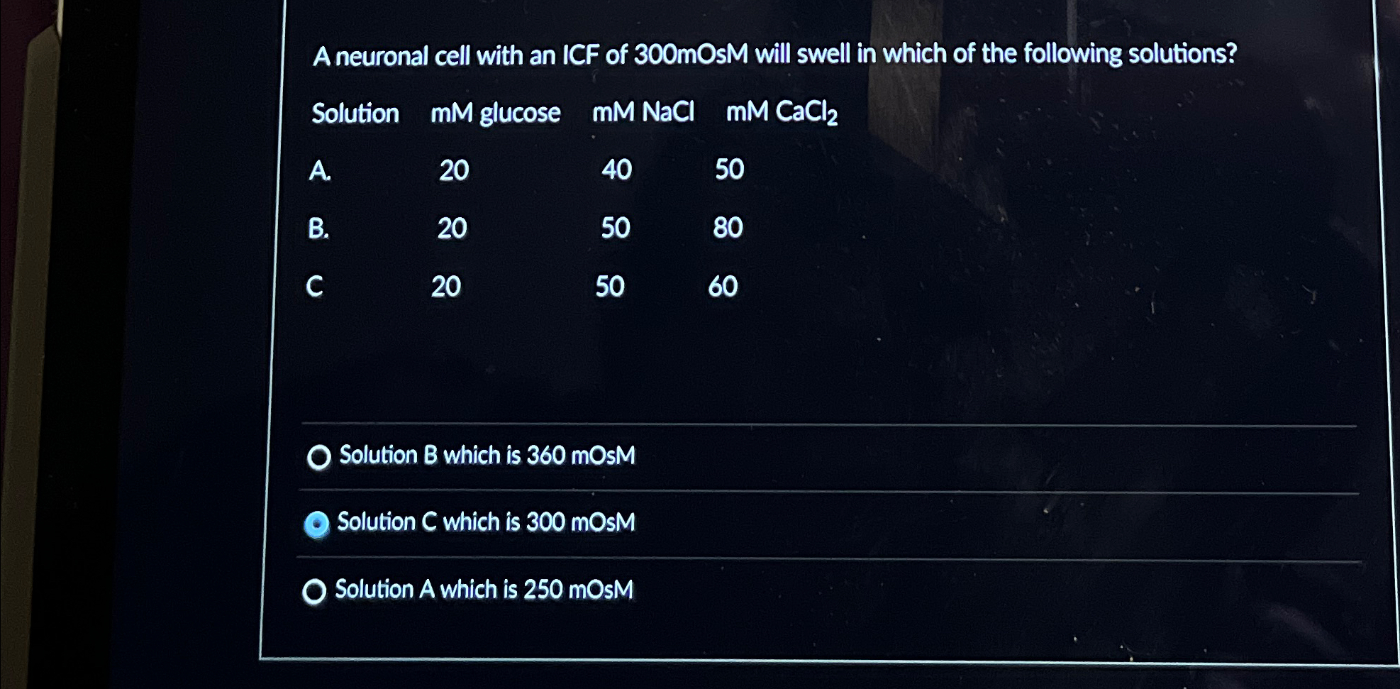 Solved A neuronal cell with an ICF of 300mOsM will swell in | Chegg.com