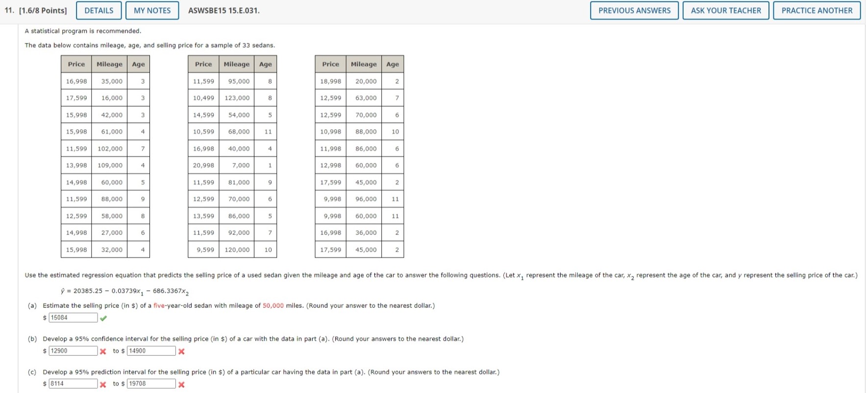 Solved A statistical program is recommended.The data below | Chegg.com