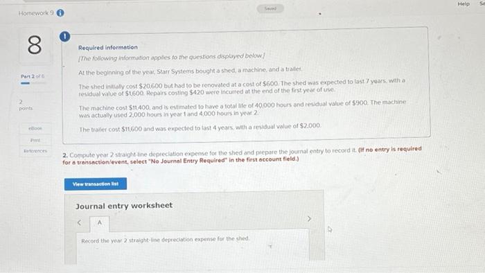 Solved Help Homework 0 8 Part 2 Required information The | Chegg.com