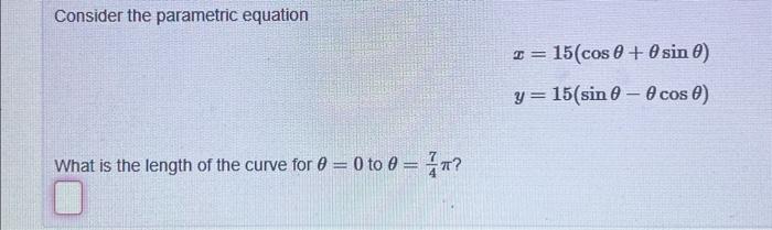Solved Consider the parametric equation | Chegg.com