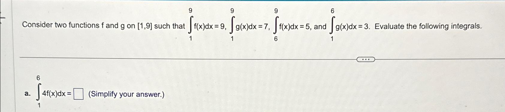 Solved Consider two functions f ﻿and g ﻿on 1,9 ﻿such that | Chegg.com