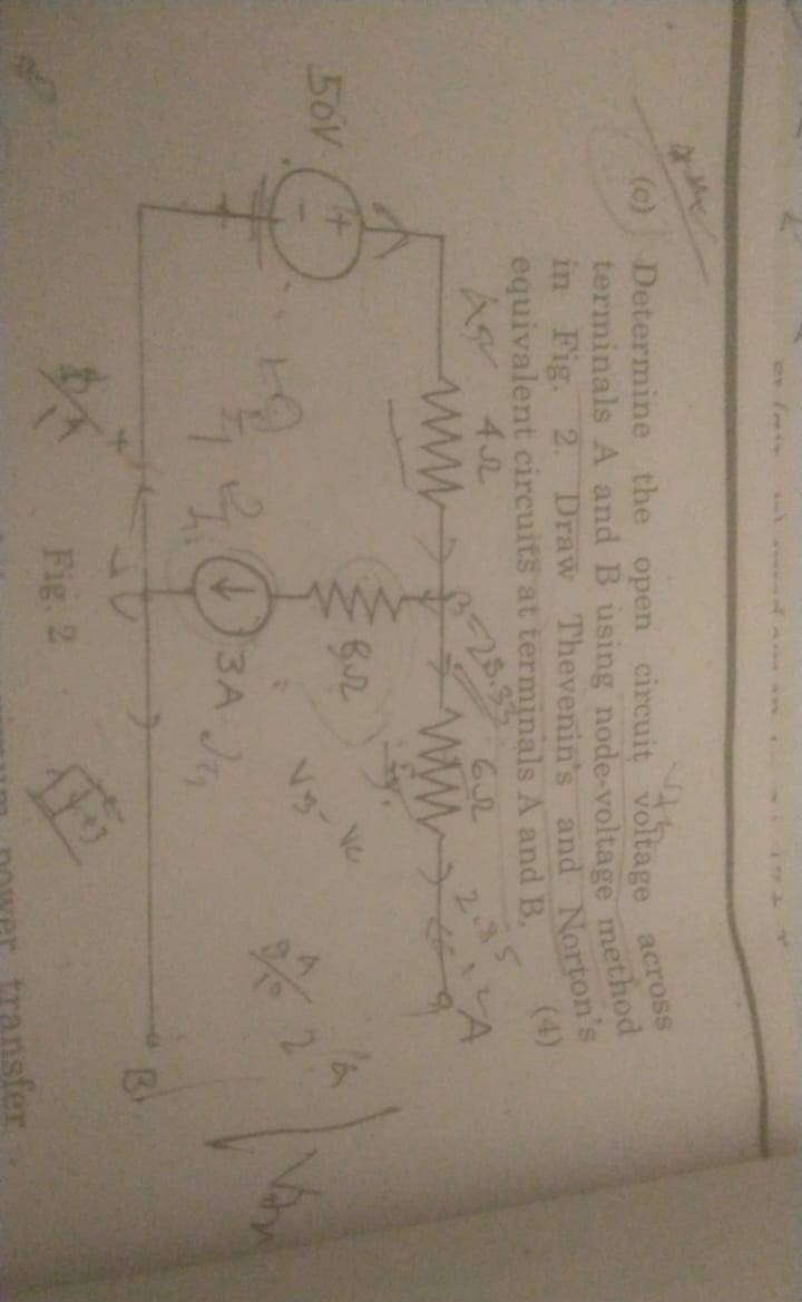 Solved (c) ﻿Determine the open circuit voltage across | Chegg.com