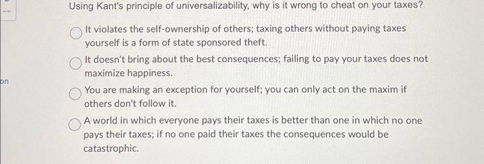 00 on Using Kant's principle of universalizability, | Chegg.com