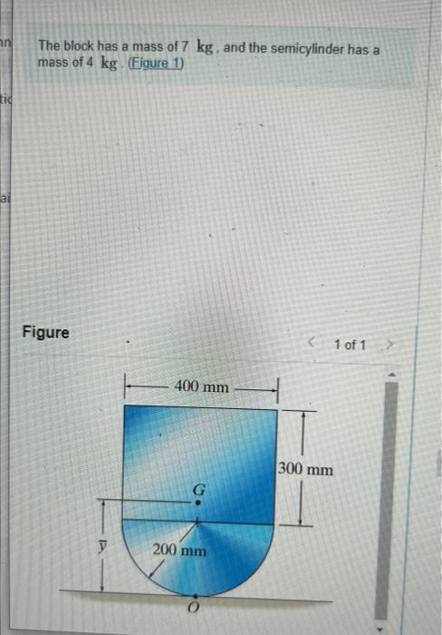 Solved The block has a mass of 7 kg, and the semicylinder | Chegg.com