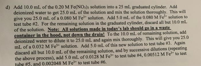 Solved 2. The solutions for the experiment are made. a) Make | Chegg.com