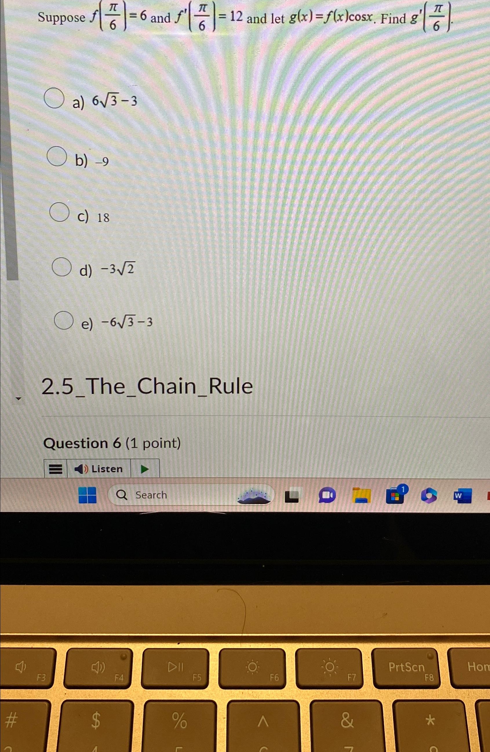 Solved Suppose f(π6)=6 ﻿and f'(π6)=12 ﻿and let | Chegg.com