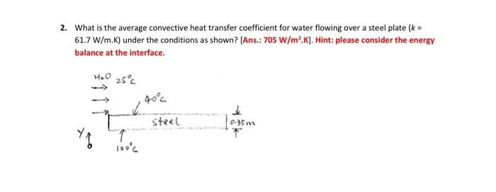 Solved 2. What is the average convective heat transfer | Chegg.com