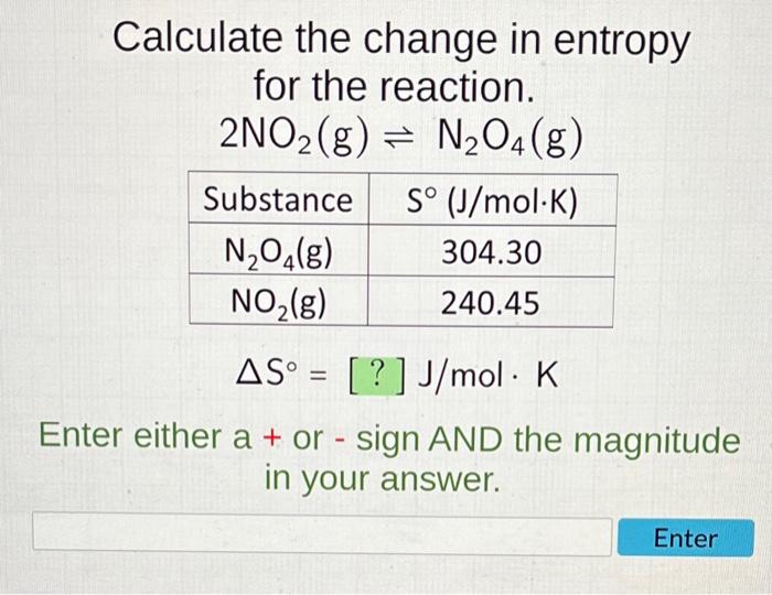 Solved Calculate the change in entropy for the reaction. | Chegg.com