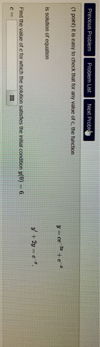 Solved Previous Problem Problem List Next Problem (1 point) | Chegg.com