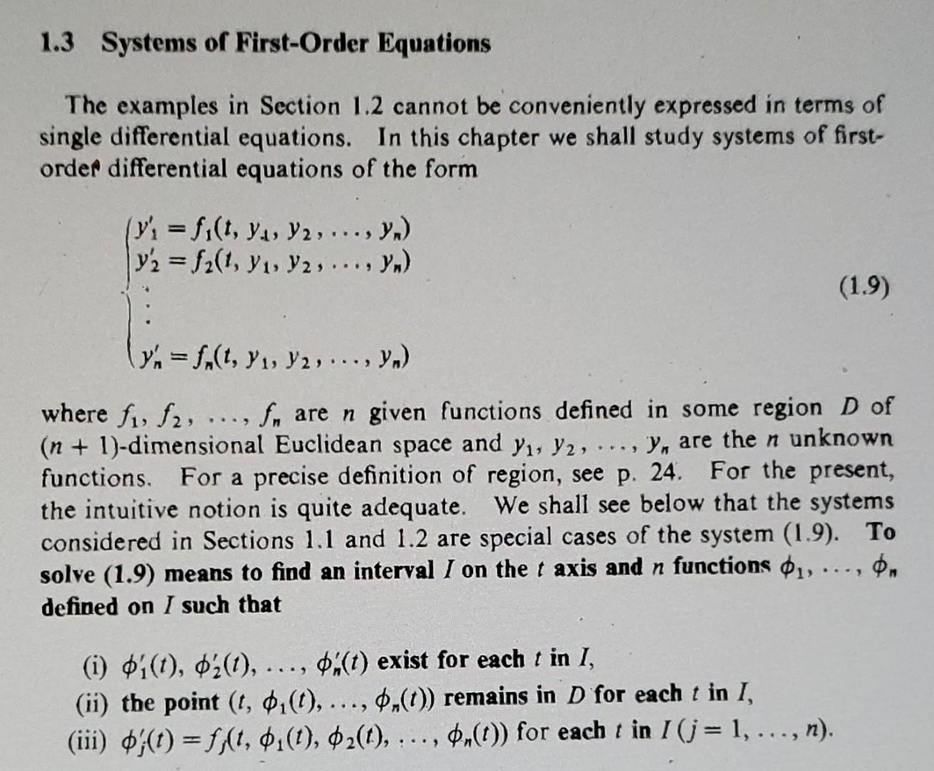 Solved 1.3 Systems of First-Order Equations The examples in | Chegg.com