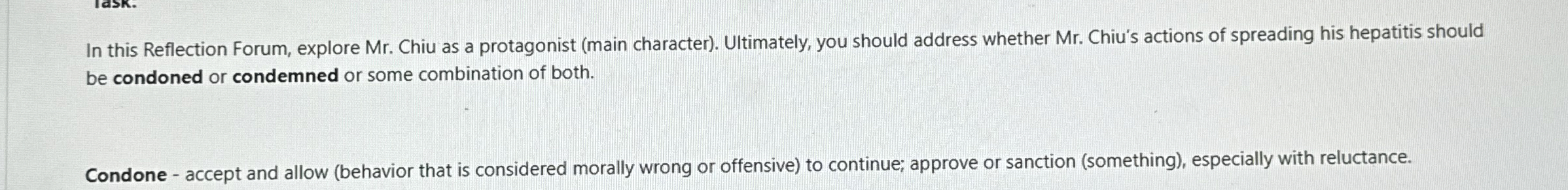 Solved In this Reflection Forum, explore Mr. ﻿Chiu as a | Chegg.com