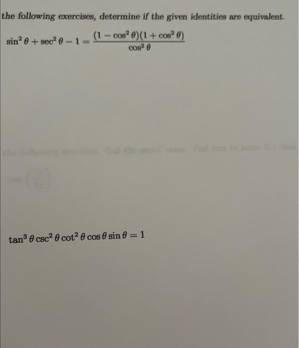 Solved the following exercises, determine if the given | Chegg.com