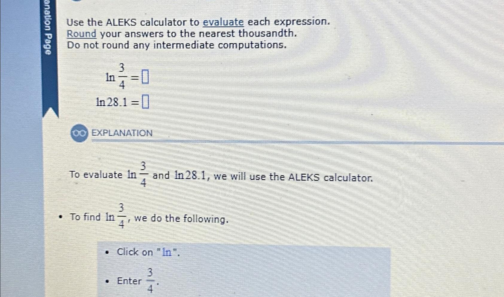 Solved Use the ALEKS calculator to evaluate each | Chegg.com