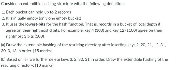 Solved Consider an extendible hashing structure with the | Chegg.com