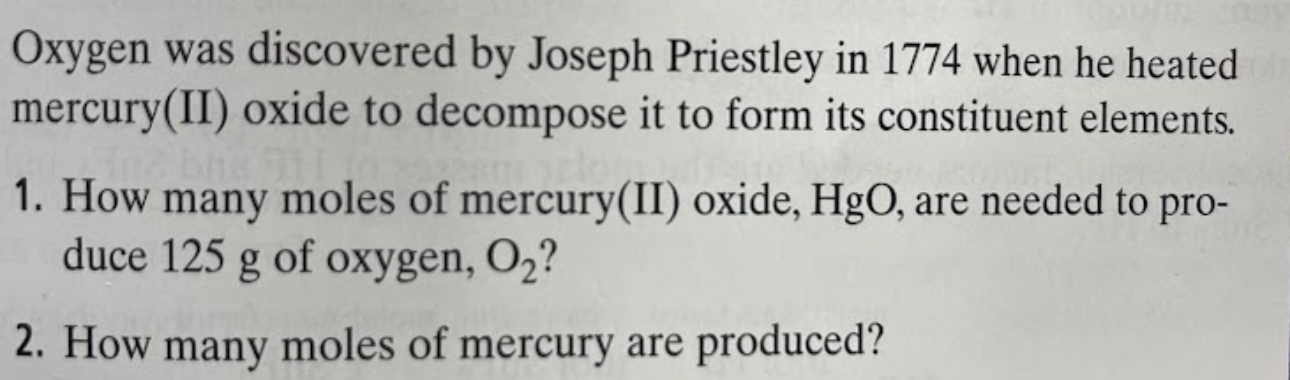 Solved Oxygen was discovered by Joseph Priestley in 1774 | Chegg.com