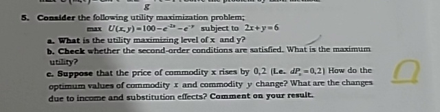 Consider the following utility maximization | Chegg.com
