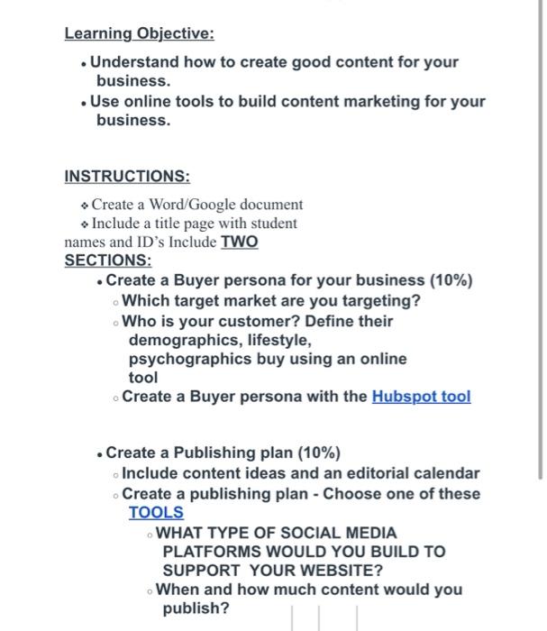 Solved Learning Objective: Understand how to create good | Chegg.com