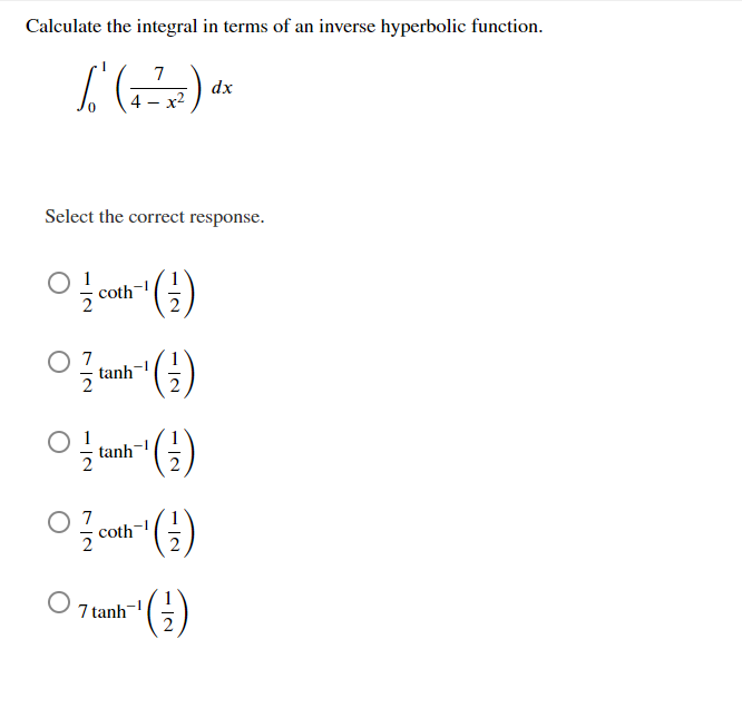 Solved Calculate the integral in terms of an inverse | Chegg.com