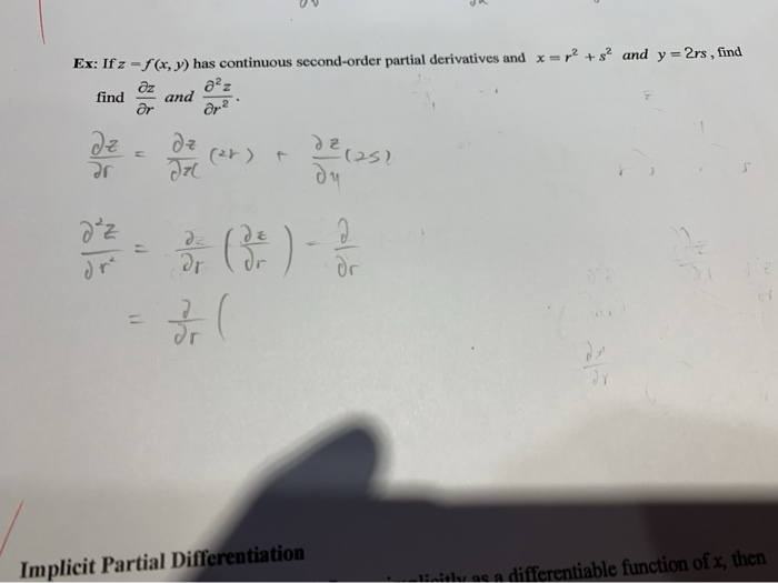 Solved Ex: If z = f(x, y) has continuous second-order | Chegg.com