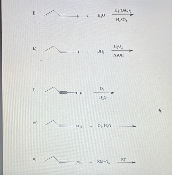Solved j) k) 1) m) n) S -H H₂O S -H + BH3 03 CH3 H₂O -CH₂ + | Chegg.com