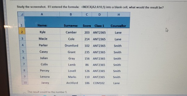 Solved Study the screenshot. If I entered the formula: | Chegg.com
